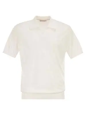 Brunello Cucinelli Cotton Polo Style Sweater - White