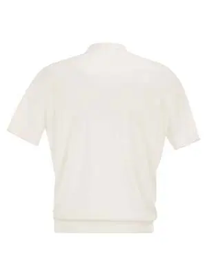 Brunello Cucinelli Cotton Polo Style Sweater - White