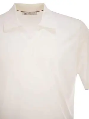 Brunello Cucinelli Cotton Polo Style Sweater - White