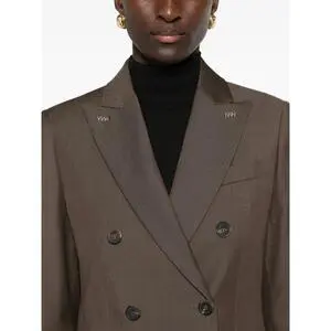 Max Mara Virgin Wool Peak Lapel Double-breasted Jacket - Brown