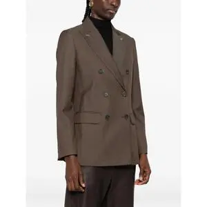 Max Mara Virgin Wool Peak Lapel Double-breasted Jacket - Brown