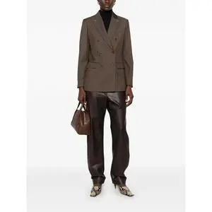 Max Mara Virgin Wool Peak Lapel Double-breasted Jacket - Brown