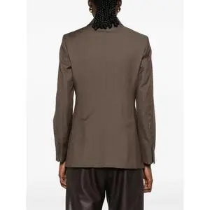 Max Mara Virgin Wool Peak Lapel Double-breasted Jacket - Brown