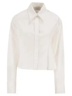 SPORTMAX Sportmax Women Spxcerto - Cropped Poplin Shirt With Asymmetrical Pleats
