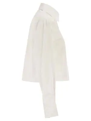 Sportmax Cropped Poplin Shirt With Asymmetrical Pleats - White