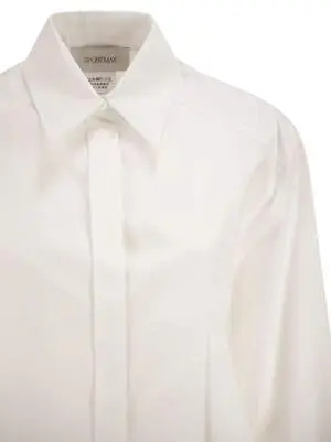 Sportmax Cropped Poplin Shirt With Asymmetrical Pleats - White