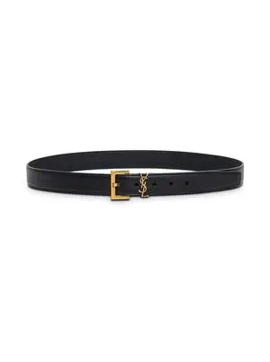 Saint Laurent Leather Belt With Logo Buckle - Black