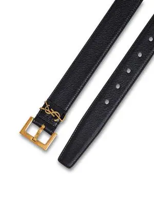 Saint Laurent Leather Belt With Logo Buckle