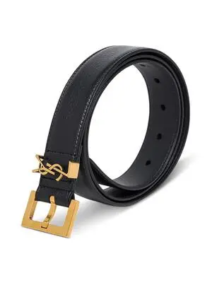 Saint Laurent Leather Belt With Logo Buckle