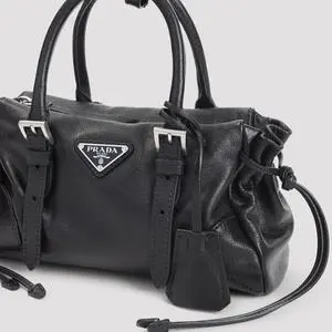 Prada Calf Leather Top-handle Bag - Black
