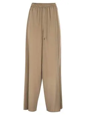 Max Mara Mxmgenero Wide-leg Trousers In Washed Silk - Multicolor