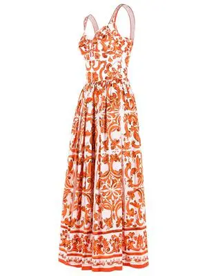 Dolce & Gabbana Maiolica Cotton Maxi Dress