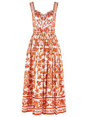 Dolce & Gabbana Maiolica Cotton Maxi Dress