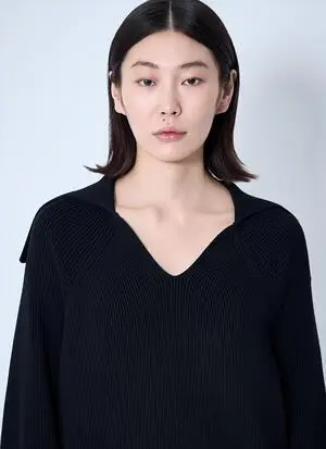 Bottega Veneta Cotton Ribbed Spread Collar Sweater