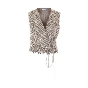 Brunello Cucinelli Dazzling Chevron Gilet - Cream