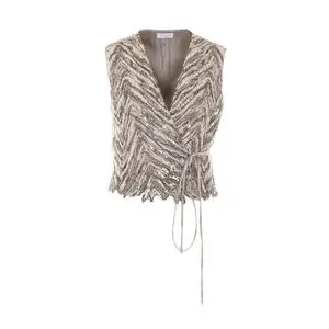 Brunello Cucinelli Dazzling Chevron Gilet - Cream