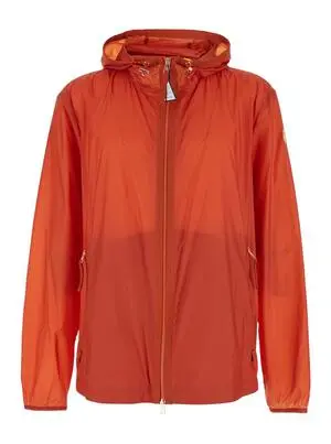 Moncler Hamlin' Red Jacket With Logo Plaque On The Zip Puller And Logo Patch On The Sleeve In Tech Fabric