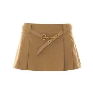 Miu Miu Mini Logo Pleated Skirt - Cream