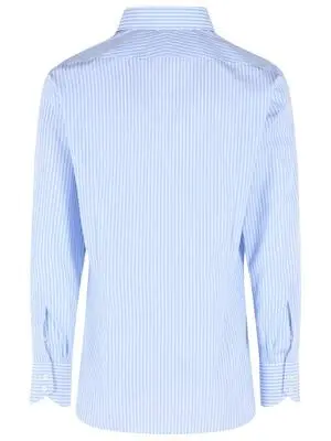 TOM FORD Light And White Cotton Shirt - Blue