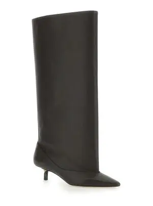 Jacquemus Les Bottes Tourni' Brown Boots With Pointed Toe And Low Stiletto Heel In Leather - Multicolor