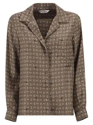 Max Mara Mxmdisco Semi-fitted Printed Silk Shirt - Brown