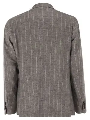Tagliatore Double-breasted Jacket In Alpaca And Linen