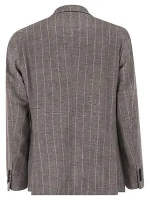 Tagliatore Double-breasted Alpaca And Linen Jacket - Gray