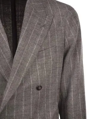 Tagliatore Double-breasted Alpaca And Linen Jacket - Gray