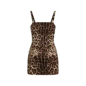 Dolce & Gabbana Leopard Print Silk Blend Dress