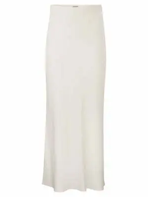 Brunello Cucinelli Viscose And Linen Long Pencil Skirt - Cream