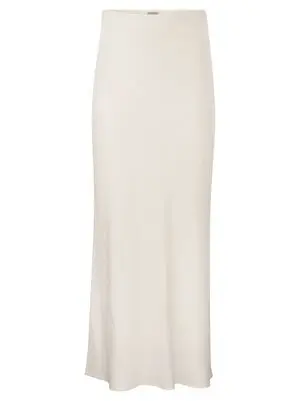 Brunello Cucinelli Viscose And Linen Long Pencil Skirt - Cream