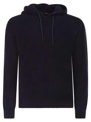 Tagliatore Hunter Ribbed Jumper With Hood - Blue