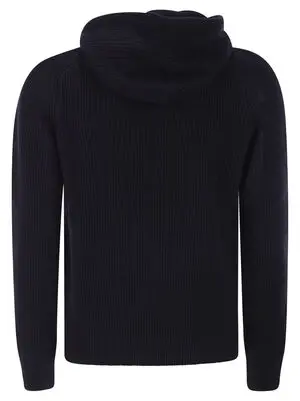 Tagliatore Ribbed Hooded Jumper - Blue