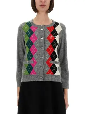 GANNI Ganni Women Jacquard Cashmere Cardigan Purple
