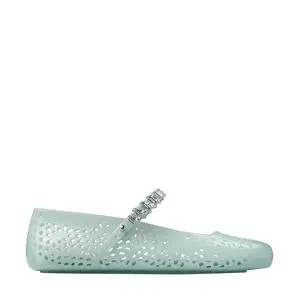 JIMMY CHOO JIMMY CHOO Crystal Embellished Jelly Flats Green