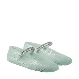 JIMMY CHOO Crystal Embellished Jelly Flats - Green