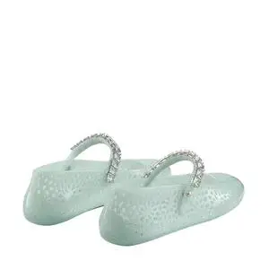 JIMMY CHOO Crystal Embellished Jelly Flats - Green