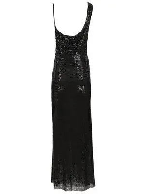 SELF-PORTRAIT Rhinestone Draped Floor-length Dress