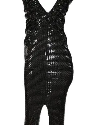 SELF-PORTRAIT Rhinestone Draped Floor-length Dress