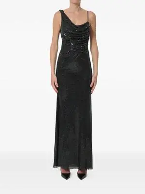 SELF-PORTRAIT Rhinestone Draped Floor-length Dress