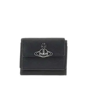 VIVIENNE WESTWOOD Saffiano Leather Small Wallet - Black