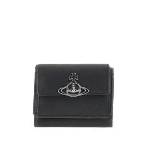 VIVIENNE WESTWOOD Saffiano Leather Small Wallet - Black