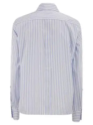 Max Mara Striped Poplin Shirt - Blue
