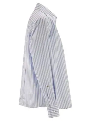 Max Mara Striped Poplin Shirt - Blue