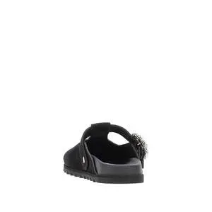 ROGER VIVIER Suede Leather Slidy Viv Mules - Black