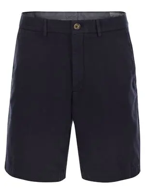 Brunello Cucinelli Cotton Gabardine Bermuda Shorts - Blue