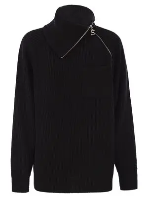 Sportmax Salpa Cashmere-blend Sweater With Zip - Black