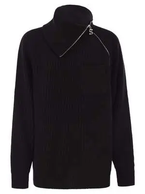Sportmax Salpa Cashmere-blend Sweater With Zip - Black