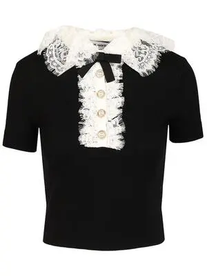 SELF-PORTRAIT Knitted Top - Black