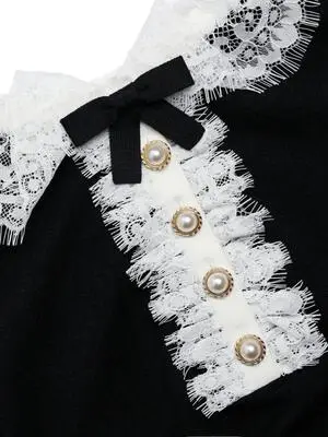 SELF-PORTRAIT Knitted Top - Black